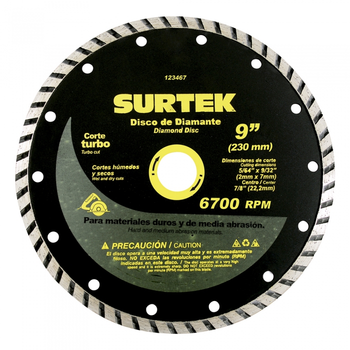Compre su DISCO SURTEK 123461DE DIAMANTE CORTE TURBO 4IN 12 por MXN 84. ...