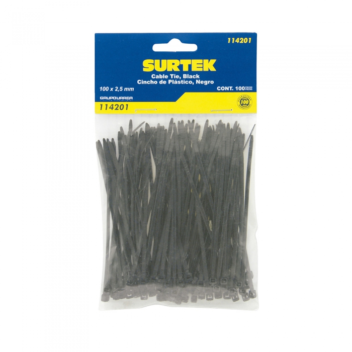 Compre su CINCHO SURTEK 114211 203X46MM PLASTICO NEGRO PAQUETE CON 50 ...