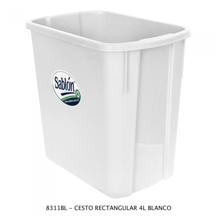 Compre su CESTO SABLON 8311BL RECTANGULAR BLANCO 4L por MXN 75.26 | Vallen