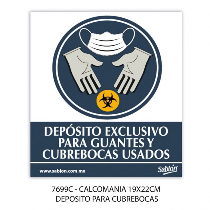 Compre su CALCOMANIA SABLON 7699C DEPOSITO GUANTESCUBREBOCAS AZUL ...