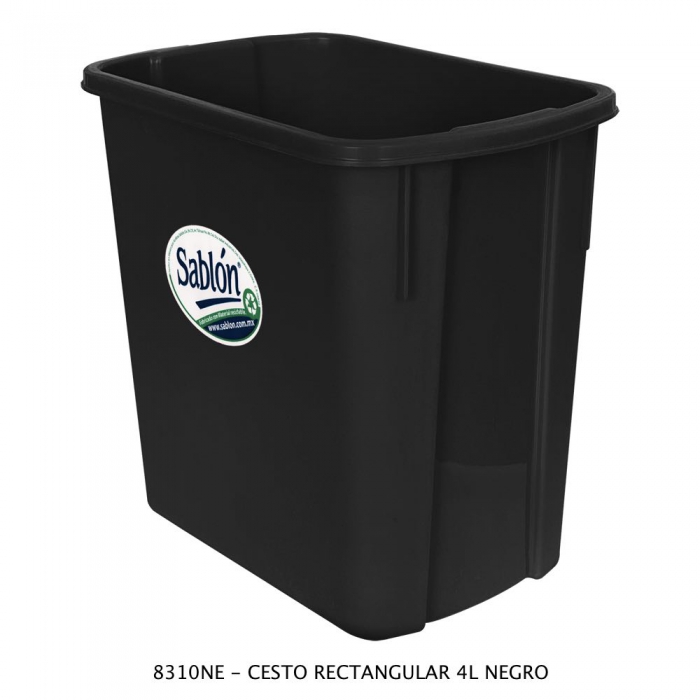 Compre su CESTO SABLON 8310NE RECTANGULAR NEGRO 4L por MXN 75.26 | Vallen